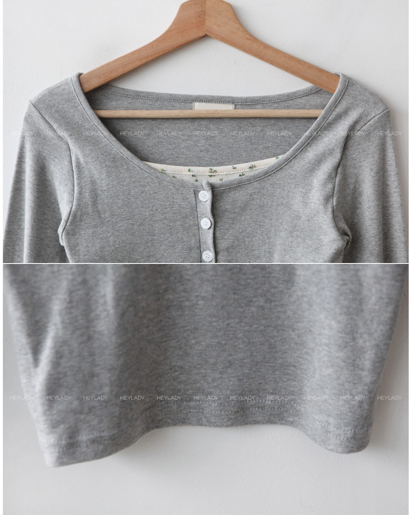 (set) フラワーレイヤードボタンTシャツ | ファッション通販サイト NUGU