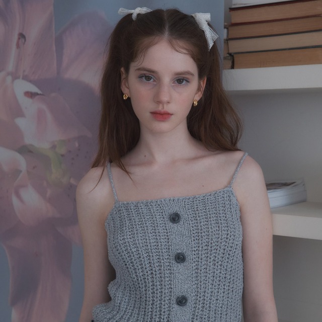 Emily Button Knit Bustier (Gray) | ファッション通販サイト NUGU