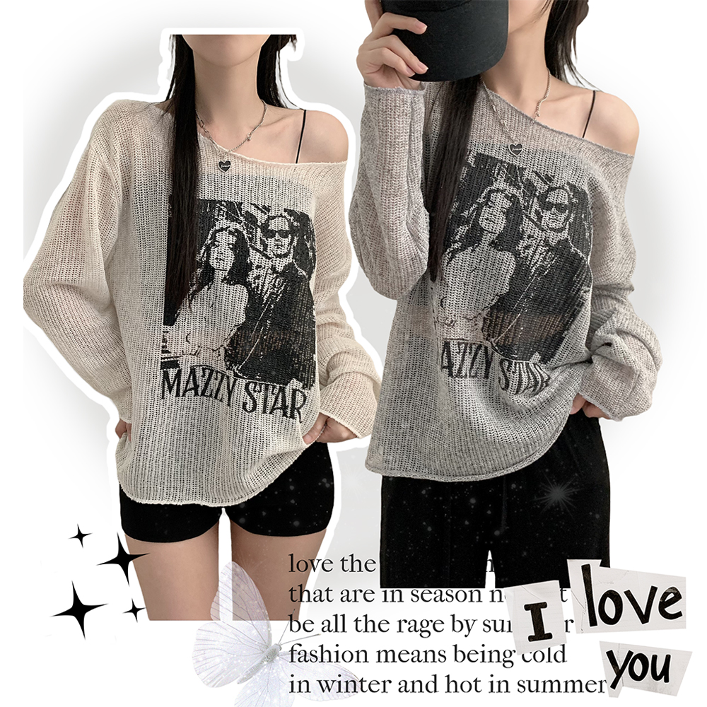 y2kネットルーズフィットプリントニットTシャツ | ファッション通販サイト NUGU