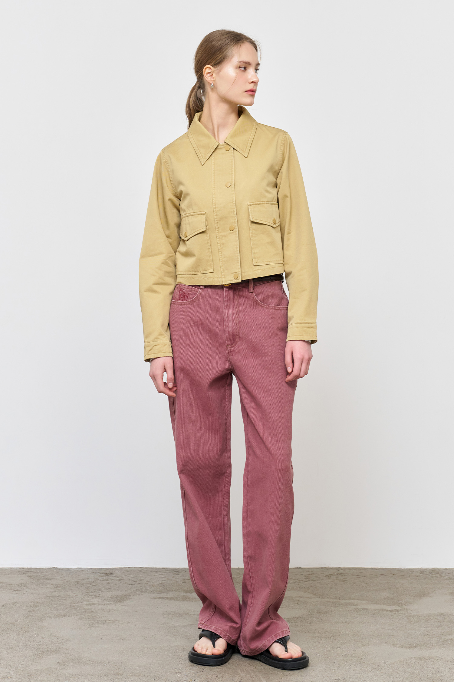 pigment washing cotton denim pants-Pink | ファッション通販サイト NUGU