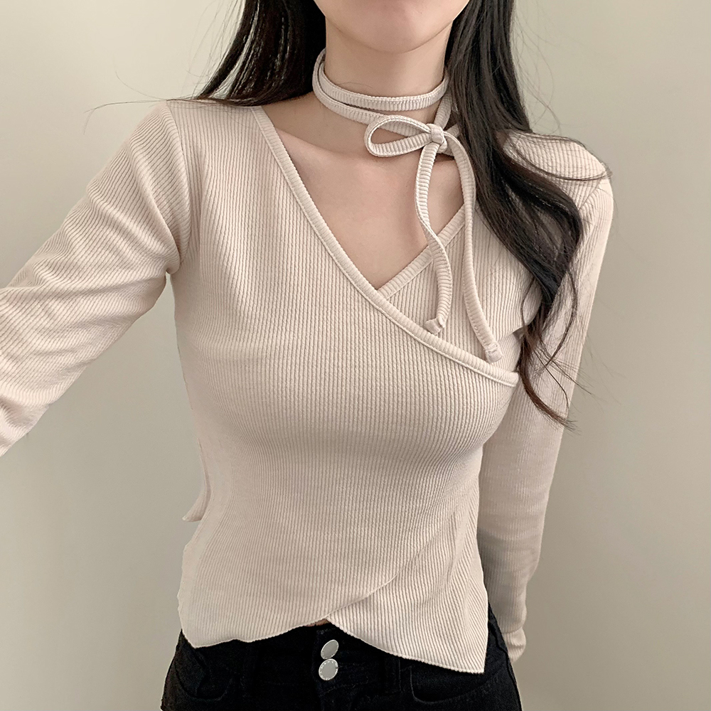 チョーカーセットラップリブ長袖Tシャツ(3color) | ファッション通販サイト NUGU