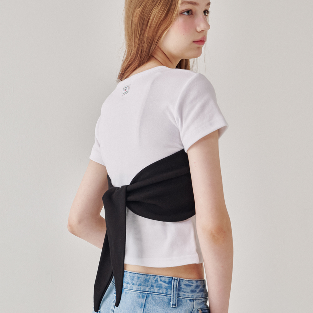 KNOT BUSTIER 2 WAY SHORT SLEEVE T SHIRT WHITE BLACK | ファッション通販サイト NUGU