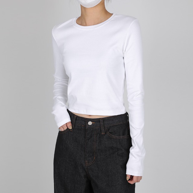 [B-BASIC] ベーシッククロップ長袖Tシャツ (2type) | NUGU