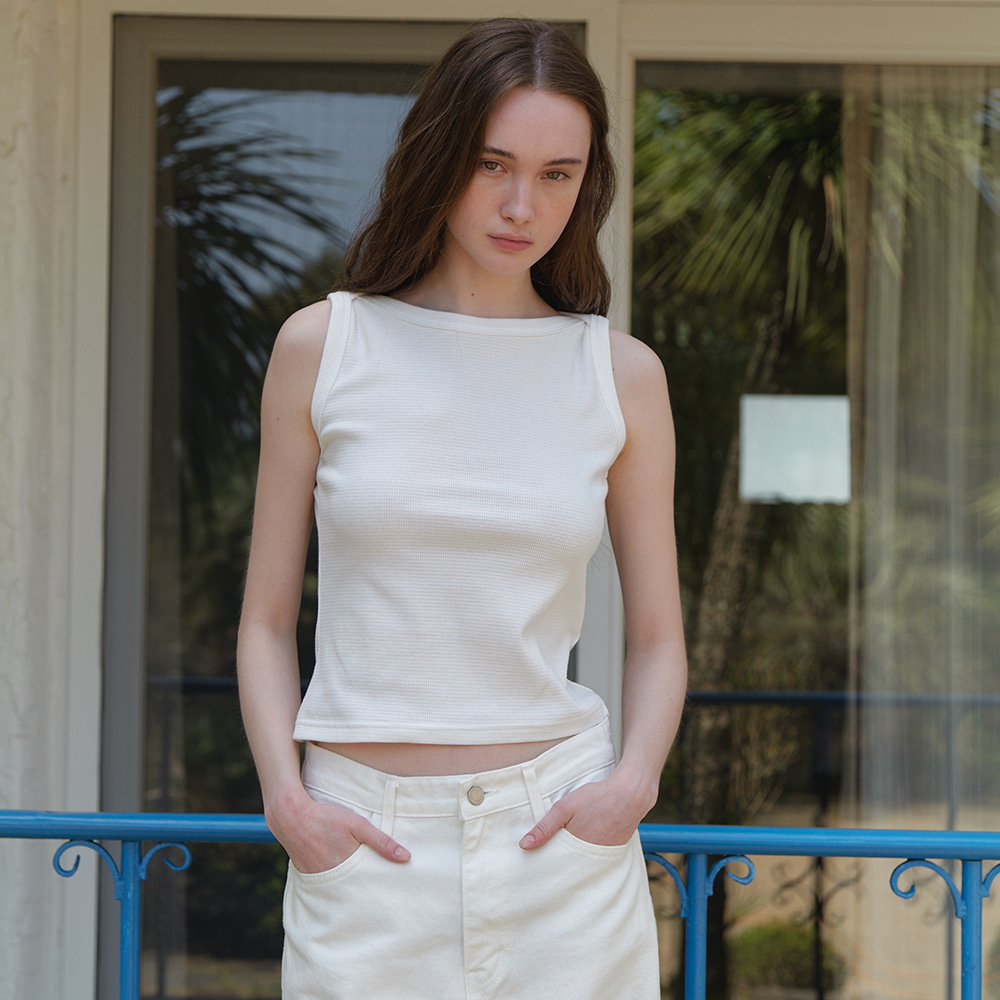 A RIBBED SLEEVELESS TOP_WHITE | ファッション通販サイト NUGU