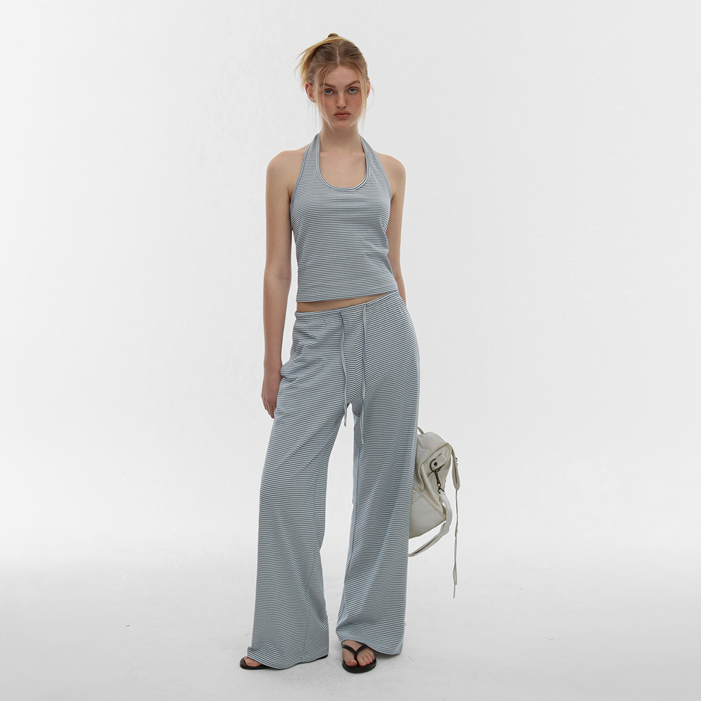 [B-BASIC]サマーストライプワイドバンディングパンツ | ファッション通販サイト NUGU