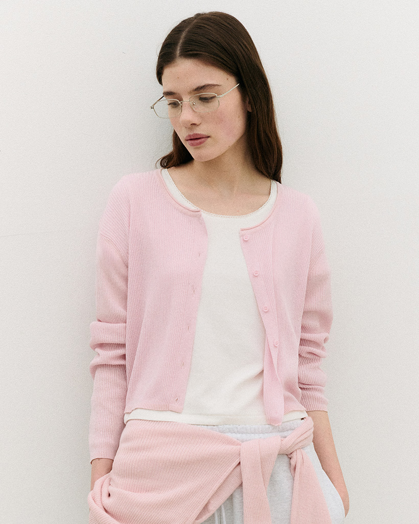 BASIC LINEN CARDIGAN PINK | ファッション通販サイト NUGU