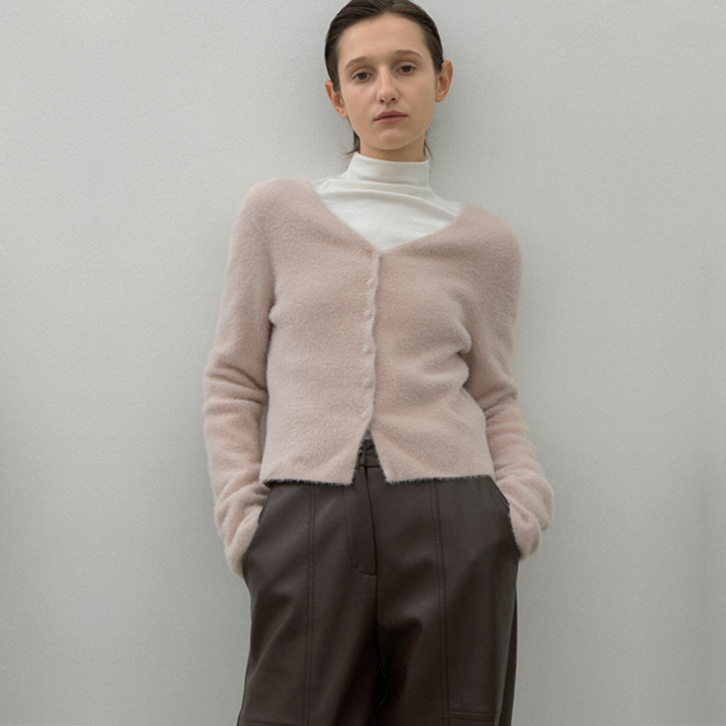 (CD-2170)FAKE ANGORA V-NECK CARDIGAN | ファッション通販サイト NUGU