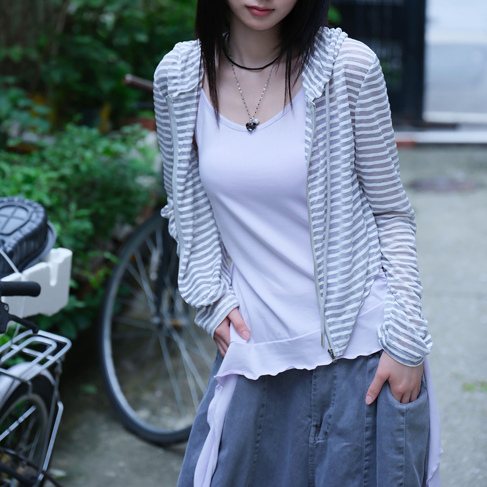 ボーダーカジュアルパーカー3color | ファッション通販サイト NUGU