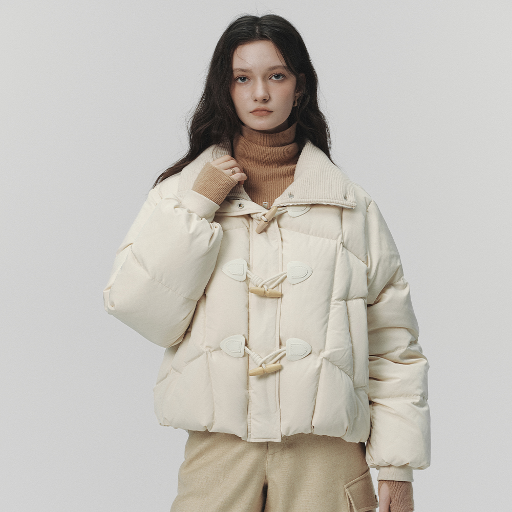 ELROY duckdown knit collar short padding_ivory | ファッション通販サイト NUGU