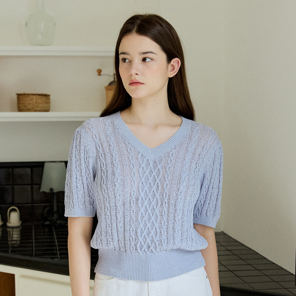 FISHERMAN PUFF KNIT_SKY BLUE | ファッション通販サイト NUGU