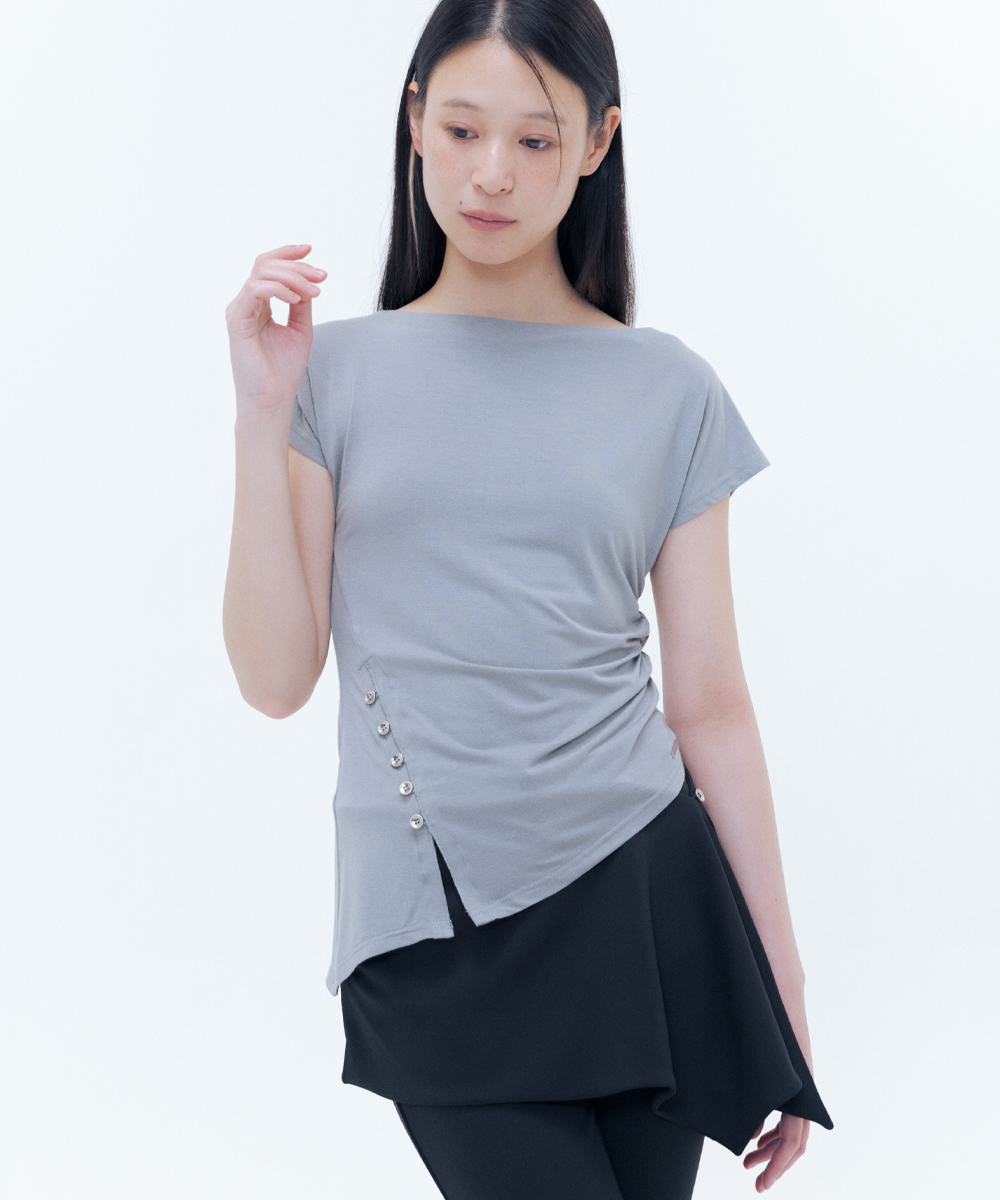 Side shirring slit top GREY | ファッション通販サイト NUGU