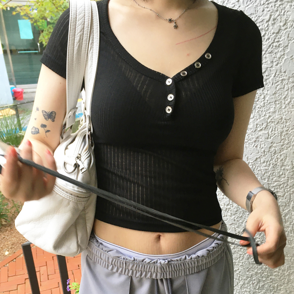 Gauze see-through t [2c] | ファッション通販サイト NUGU