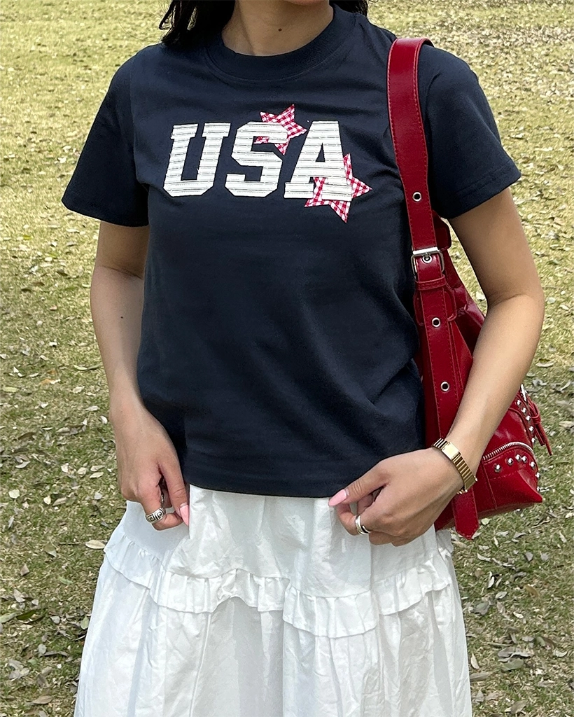 [BEST 50] USAスターパッチクルーネックスリムTシャツ | ファッション通販サイト NUGU