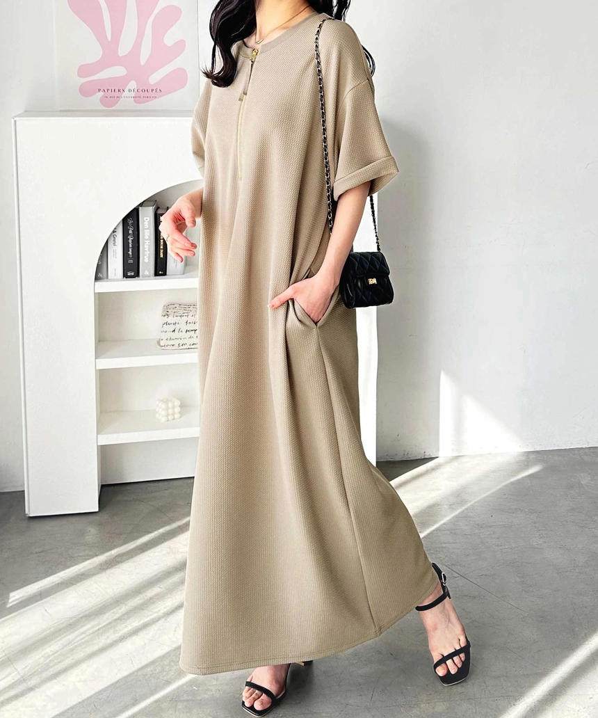 前後2WAYハーフジップTシャツワンピース | ファッション通販サイト NUGU