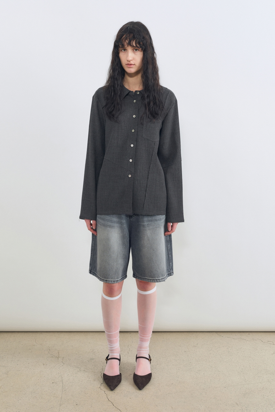 [CALIK] ワイド バミューダ デニム DARK GREY | ファッション通販サイト NUGU