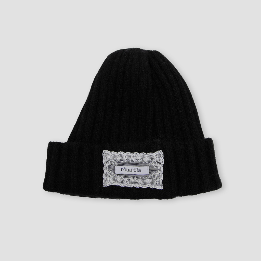 LACE LABEL ANGORA BEANIE BLACK | ファッション通販サイト NUGU