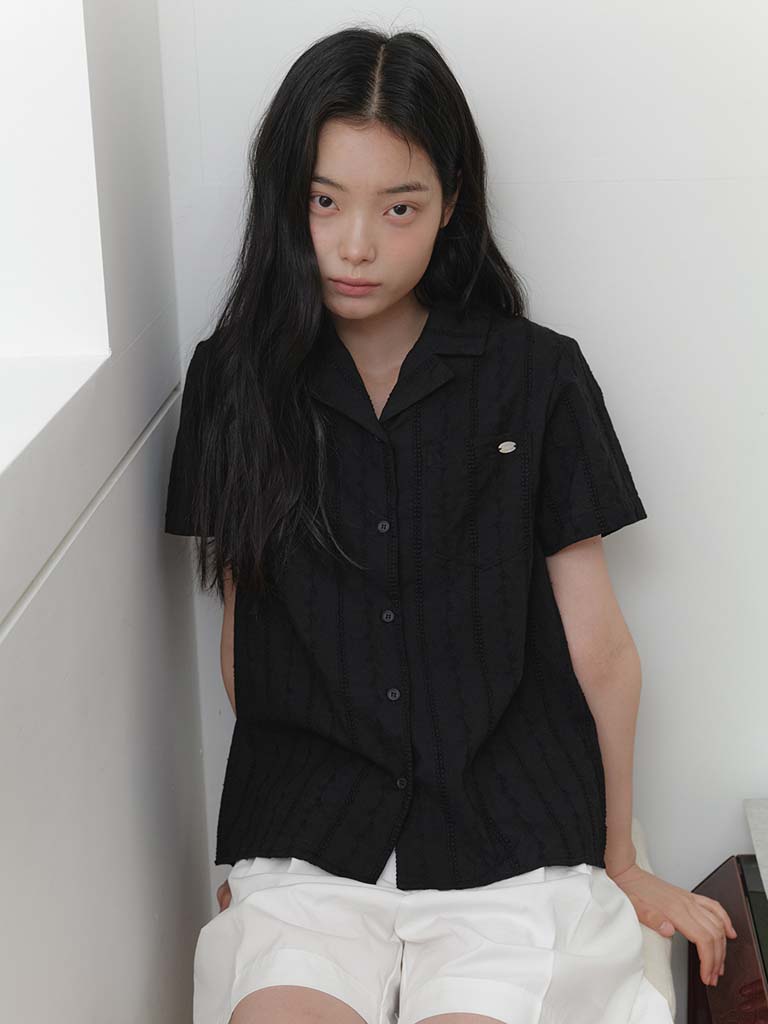 LACE OLIVE SHIRT_BLACK | ファッション通販サイト NUGU