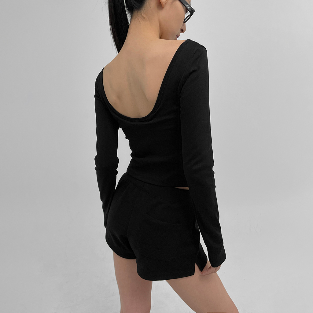 [original] イージーバックオープン長袖Tシャツ (カップ付き) | ファッション通販サイト NUGU