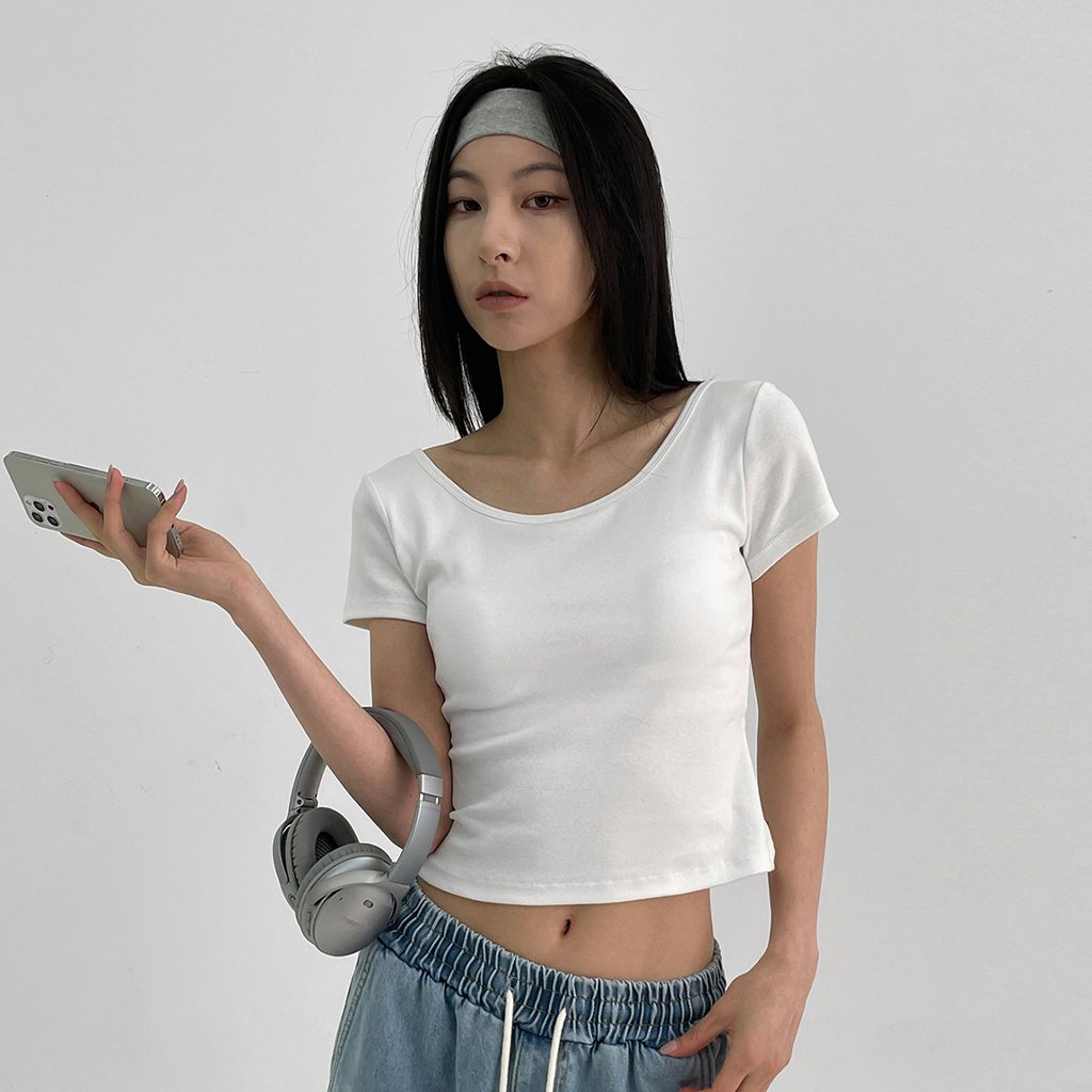 [original] イージーバックオープン半袖Tシャツ (カップ付き) | ファッション通販サイト NUGU