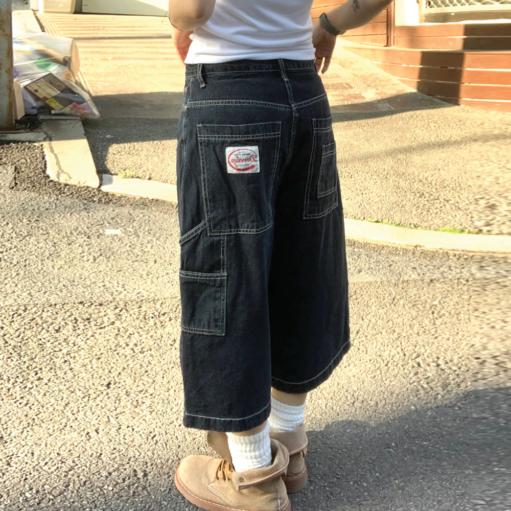 6分丈ワイドバミューダデニムパンツ | ファッション通販サイト NUGU