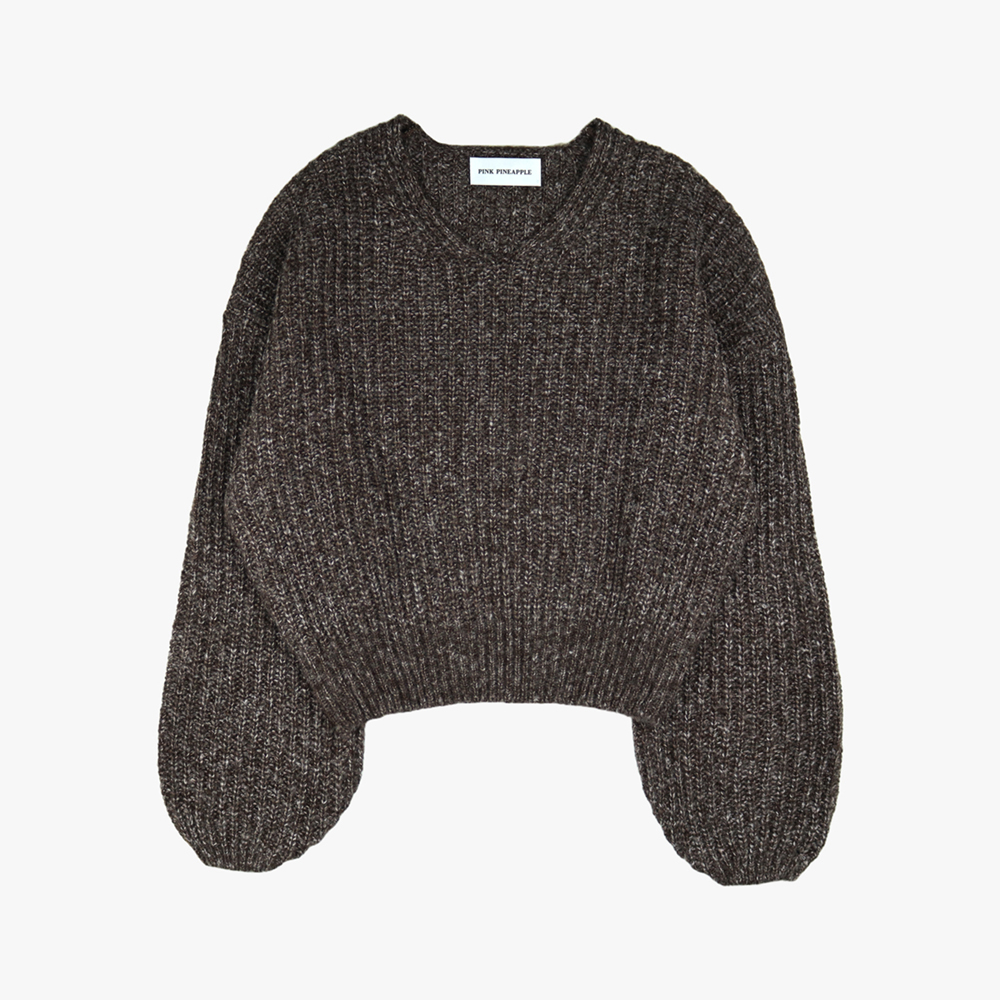 BASIC VOLUME V-NECK SWEATER_BROWN | ファッション通販サイト NUGU
