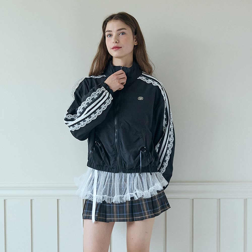 LACE TRACK WIND BREAKER_BLACK | ファッション通販サイト NUGU