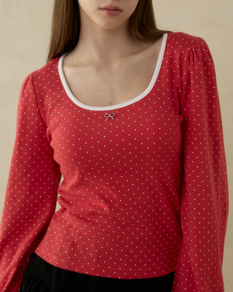 DOTTY RIBBON T-SHIRT_RED | ファッション通販サイト NUGU