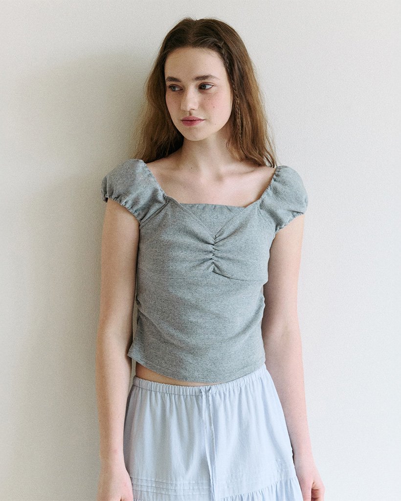 PUFF CAP SLEEVE T-SHIRT GRAY | ファッション通販サイト NUGU