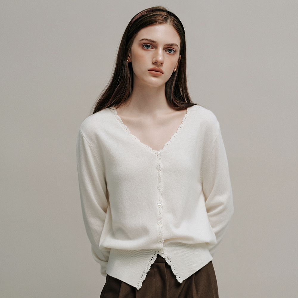 SALENA wool v neck cardigan_white | ファッション通販サイト NUGU