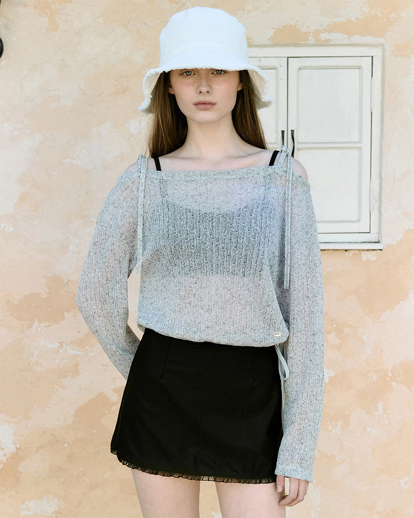SEE-THROUGH STRING KNIT GRAY | ファッション通販サイト NUGU