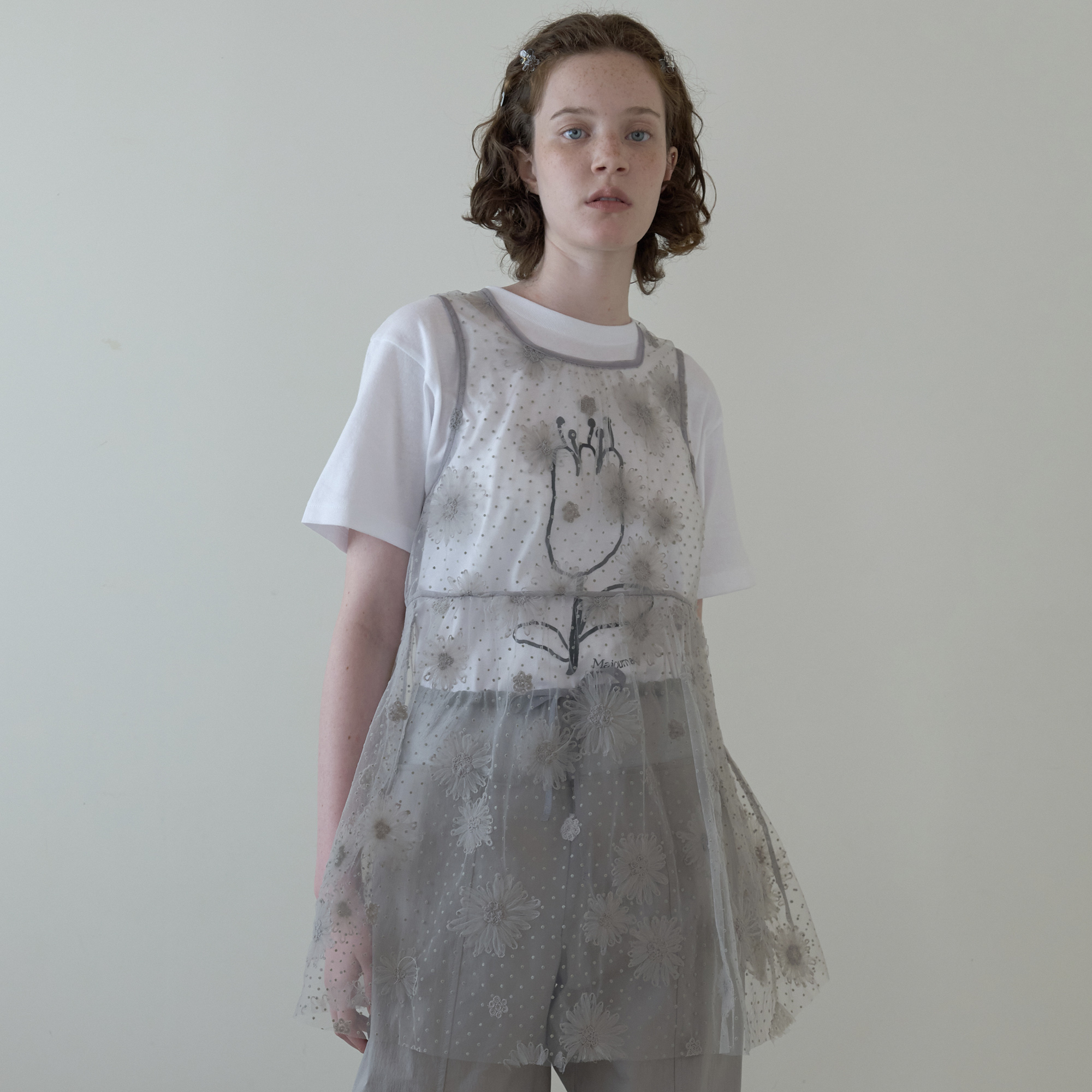 SHEER LACE ORGANZA DRESS_GREY | ファッション通販サイト NUGU