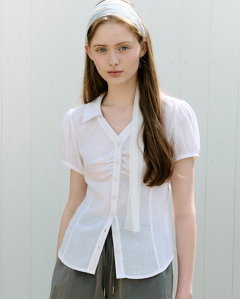 SLIM COLLAR BLOUSE WHITE | ファッション通販サイト NUGU