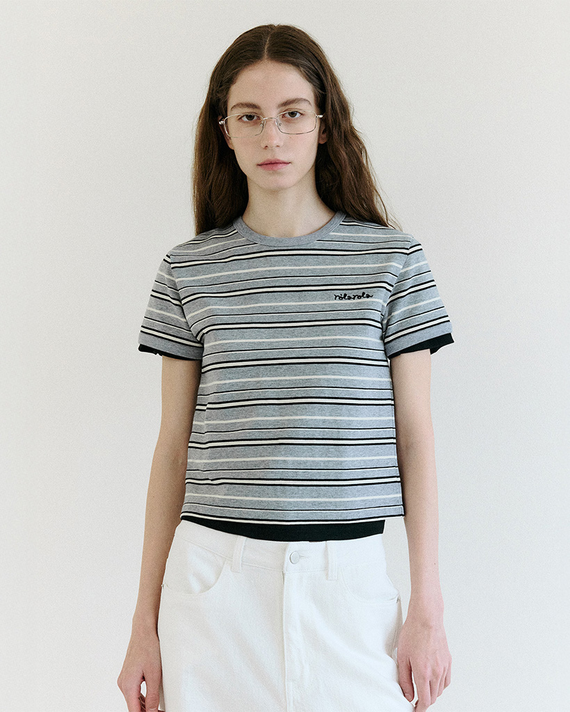 STRIPE RINGER T-SHIRT GY+BK | ファッション通販サイト NUGU