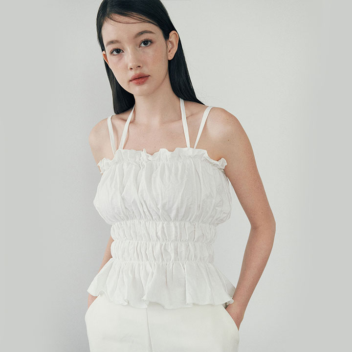Shirring Glitter Bustier - WHITE | ファッション通販サイト NUGU