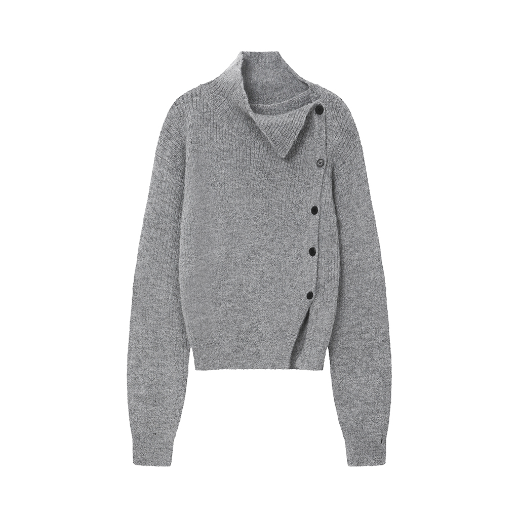 [Influencer pick] Side button knit GREY | ファッション通販サイト NUGU