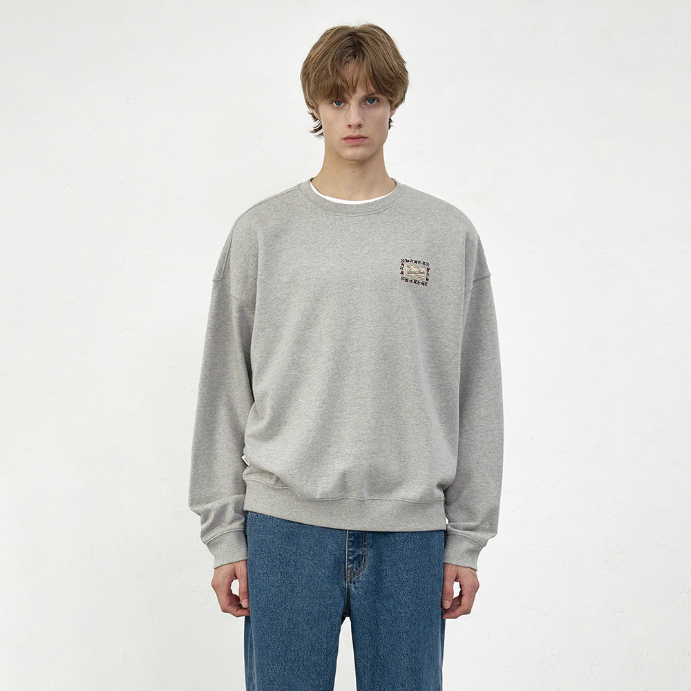 UNISEX LABEL NEEDLEWORK SWEATSHIRT MELANGE GREY_M_UDTS5C106G2 | ファッション ...