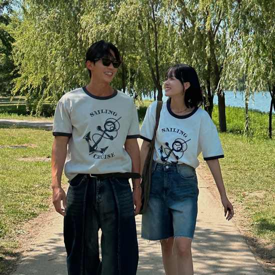 (UNISEX)マリンバイカラープリント半袖Tシャツ | ファッション通販サイト NUGU