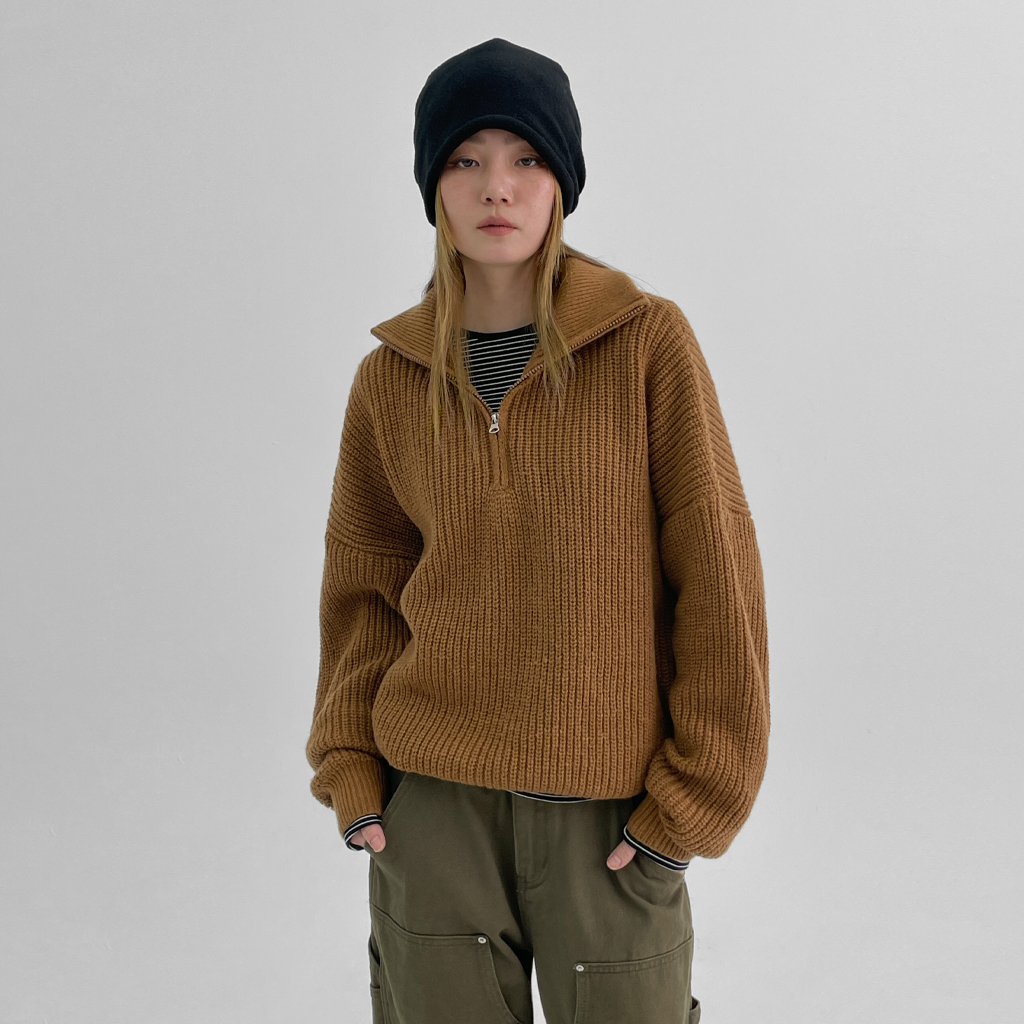 (UNISEX) コンパーハイネック半集めニット | ファッション通販サイト NUGU