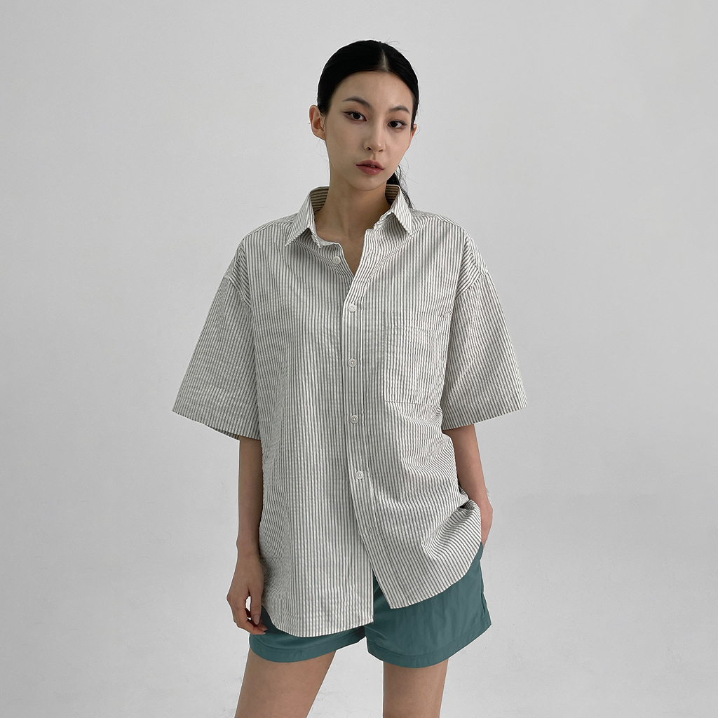 UNISEXトップストーンストライプ半袖シャツ | ファッション通販サイト NUGU