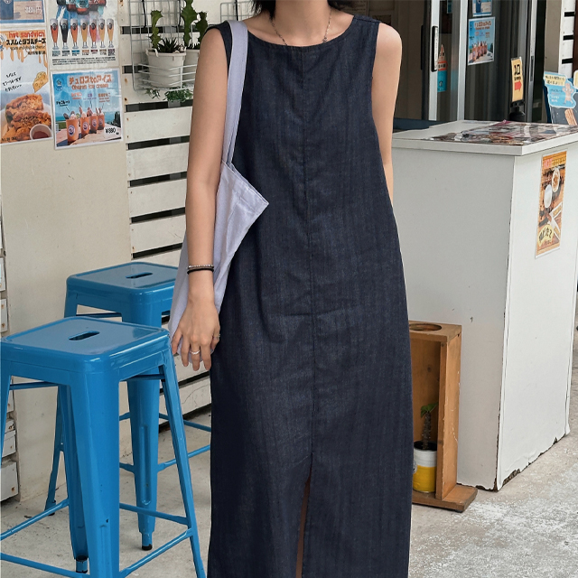 スリットロングデニムワンピース | ファッション通販サイト NUGU