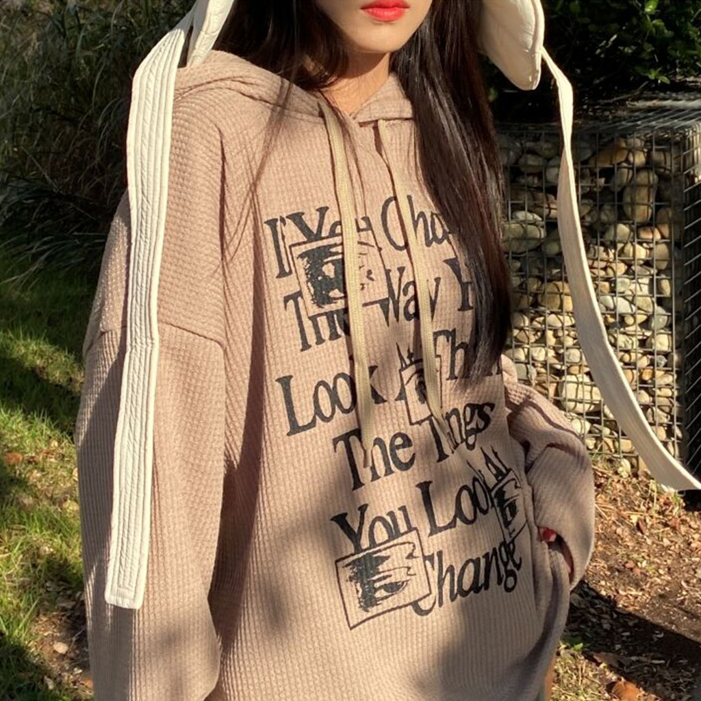 [UNISEX/裏起毛] レタリングy2kオーバーサイズフード付き長袖Tシャツ4color | ファッション通販サイト NUGU