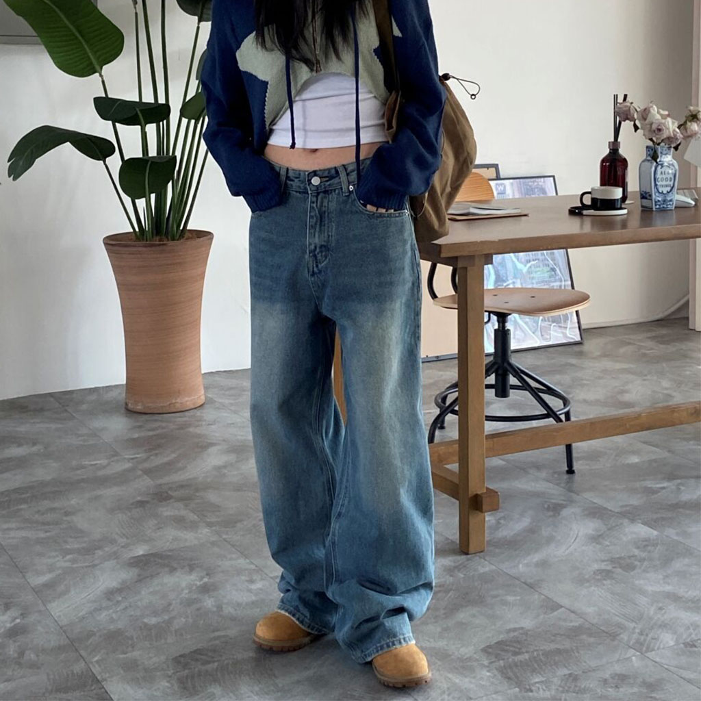 ポケットボーイフレンドワイドデニムパンツ1color | ファッション通販サイト NUGU