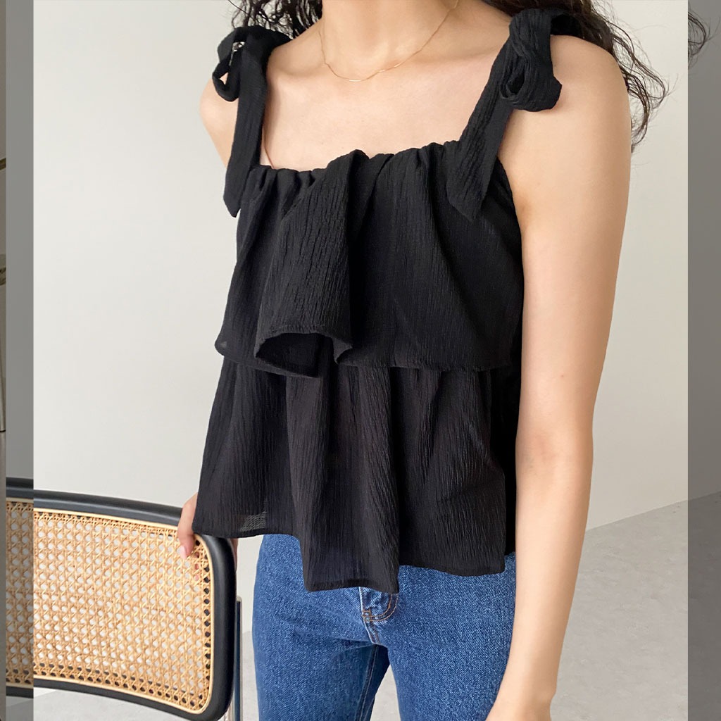 shoulder ribbon sleeveless | NUGU