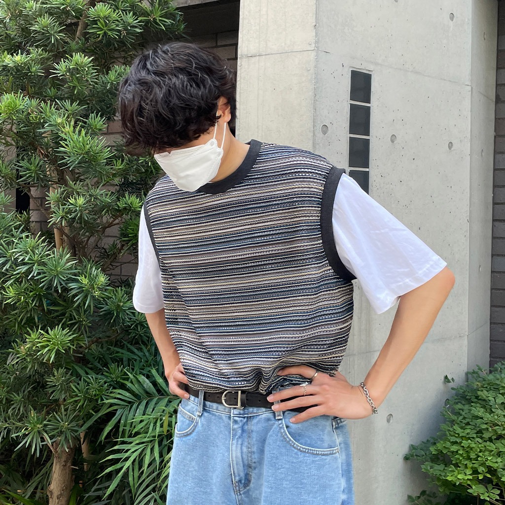 net stripe vest | ファッション通販サイト NUGU