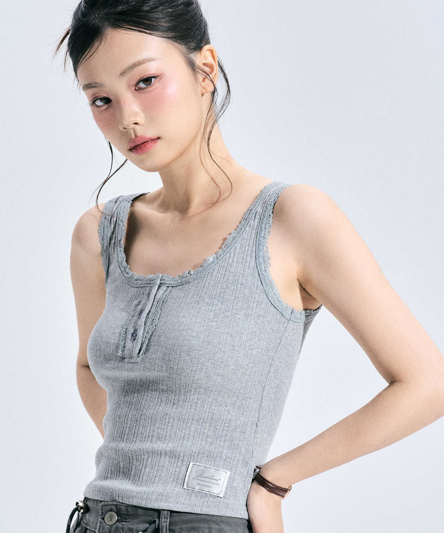 Kelsey Button Sleeveless [Grey] | ファッション通販サイト NUGU