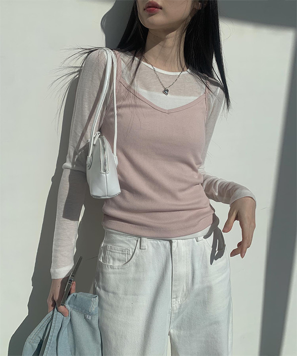 Vネックリブ編みキャミソール (4color) | ファッション通販サイト NUGU