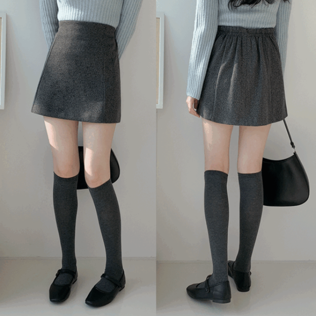 後ゴム毛織りミニスカート|ファッション通販サイトNUGU