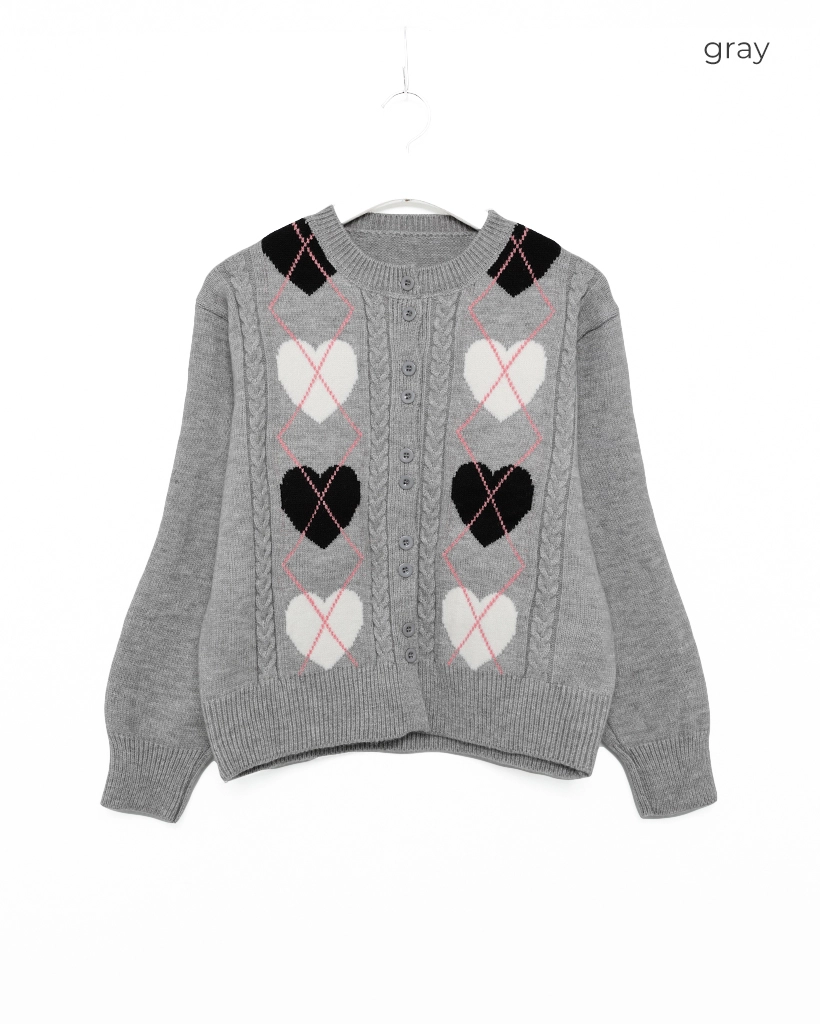 [BEST 50] ハートアーガイルラウンドネックカーディガン | ファッション通販サイト NUGU
