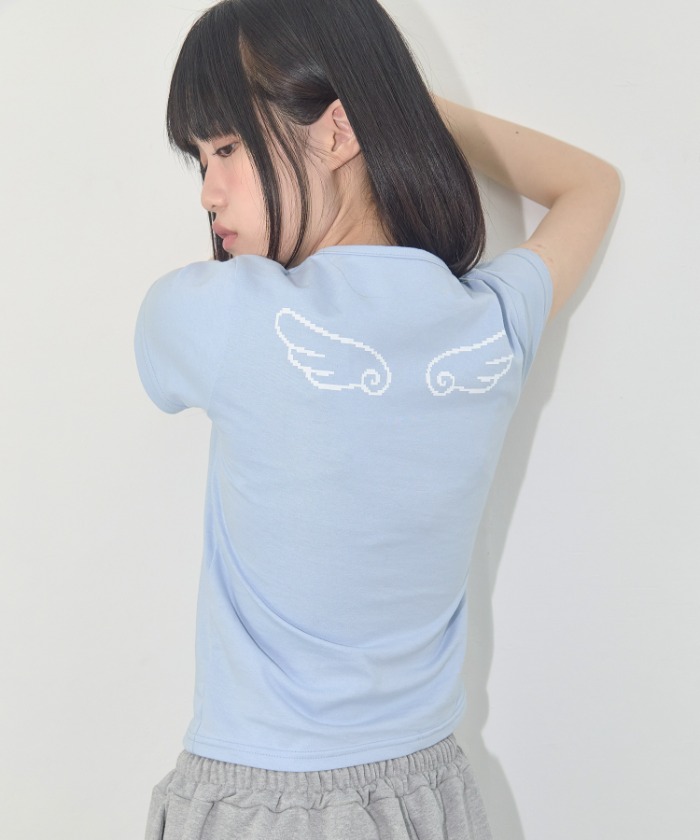 ANGEL MARK CROP TEE (SKY BLUE) F25QB104 | ファッション通販サイト NUGU