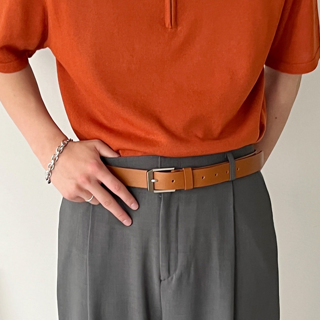 simple square silver buckle belt | ファッション通販サイト NUGU